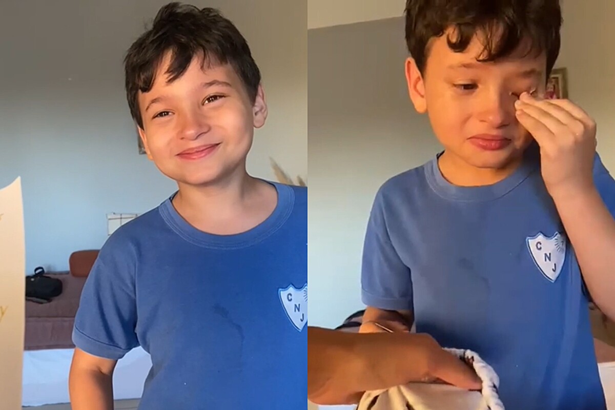 Menino não contém as lágrimas ao receber presente vindo direto do 'céu ...